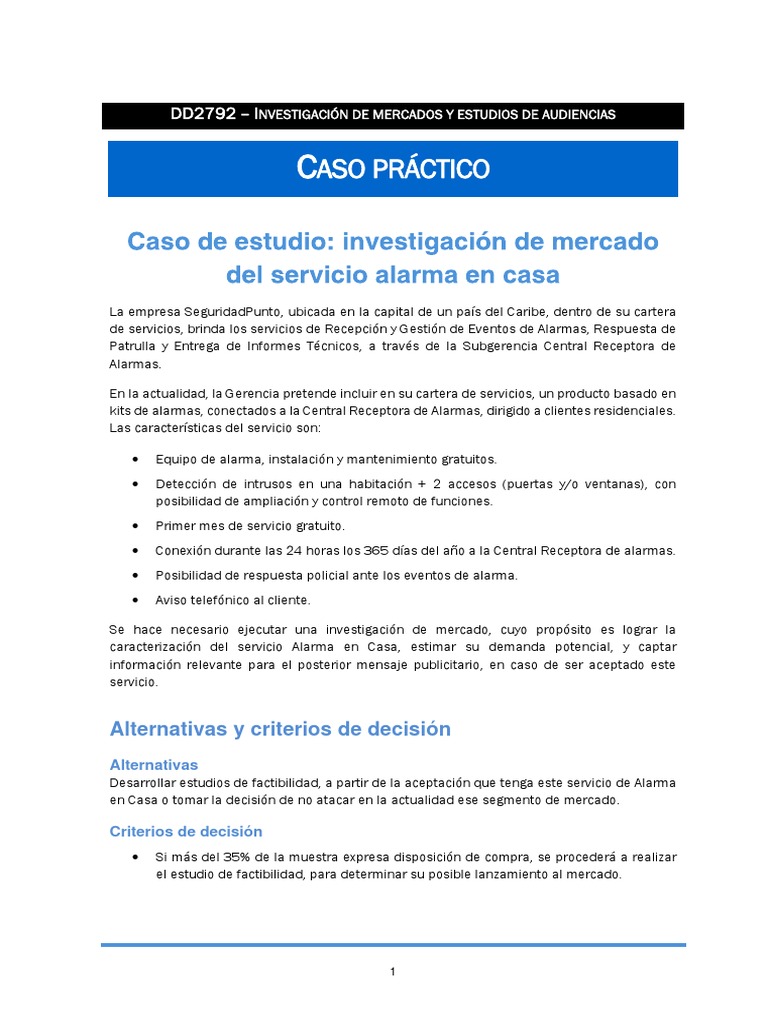 Caso Practico Dd2792 | PDF | Investigación de mercado | Mercado (economía)