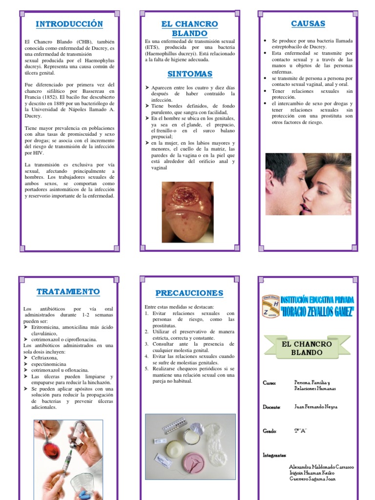 Triptico Chancro Blando | PDF | Infección transmitida sexualmente ...