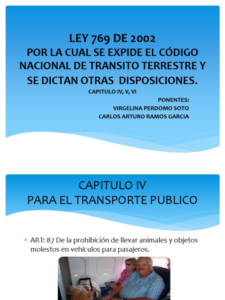 LEY 769 DE 2002: Por La Cual Se Expide El Código Nacional De Transito ...