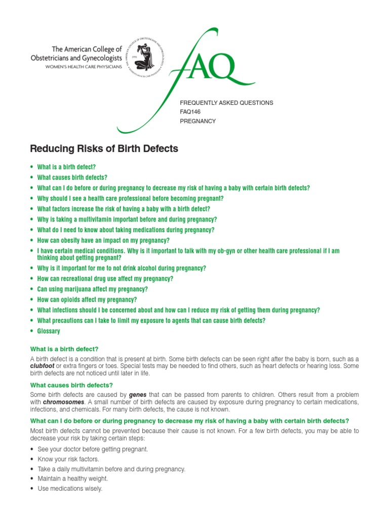 Reducing Risk Birth Defect | PDF | Pregnancy | Childbirth