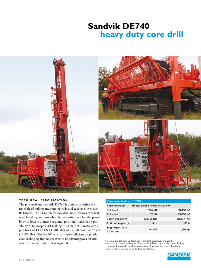 Sandvik DE740: Heavy Duty Core Drill | PDF | Drilling Rig | Mining