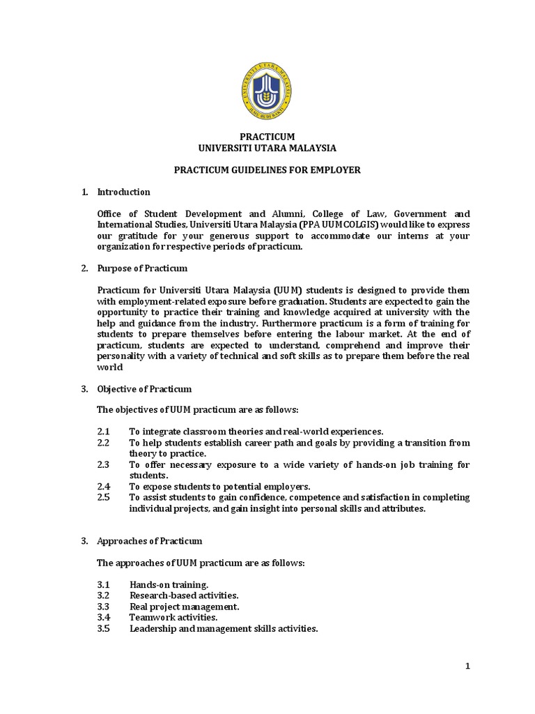Practicum Guidelines For Employer | PDF | Learning | Cognition