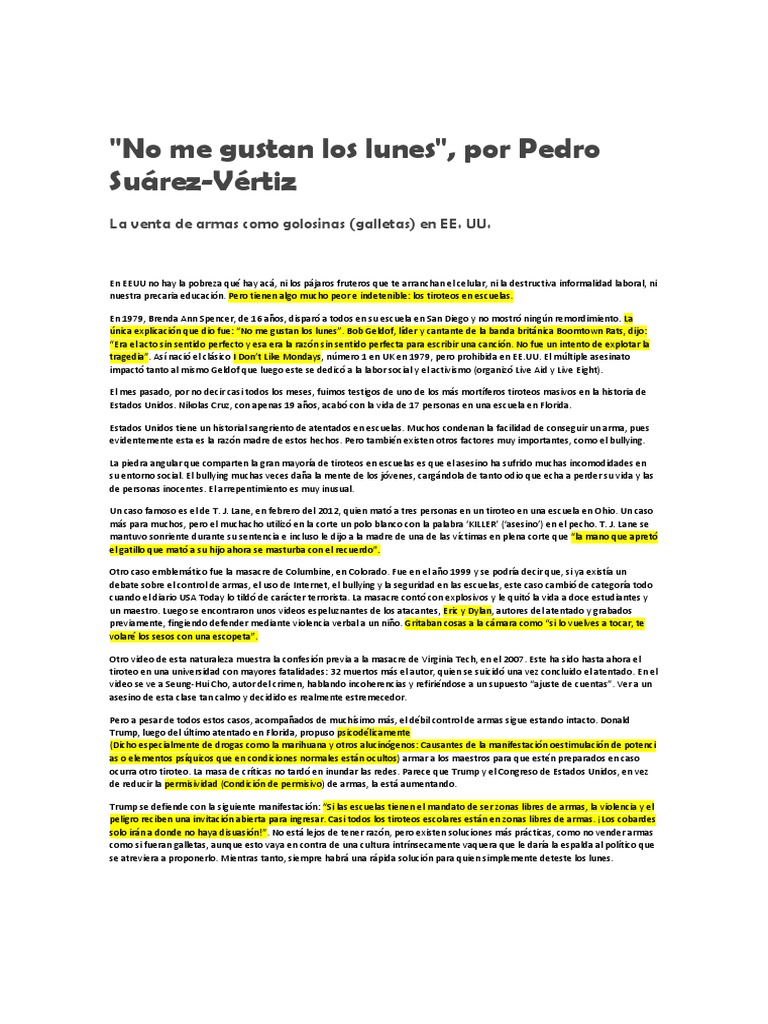 No Me Gustan Los Lunes | PDF | Violencia | Homicidio
