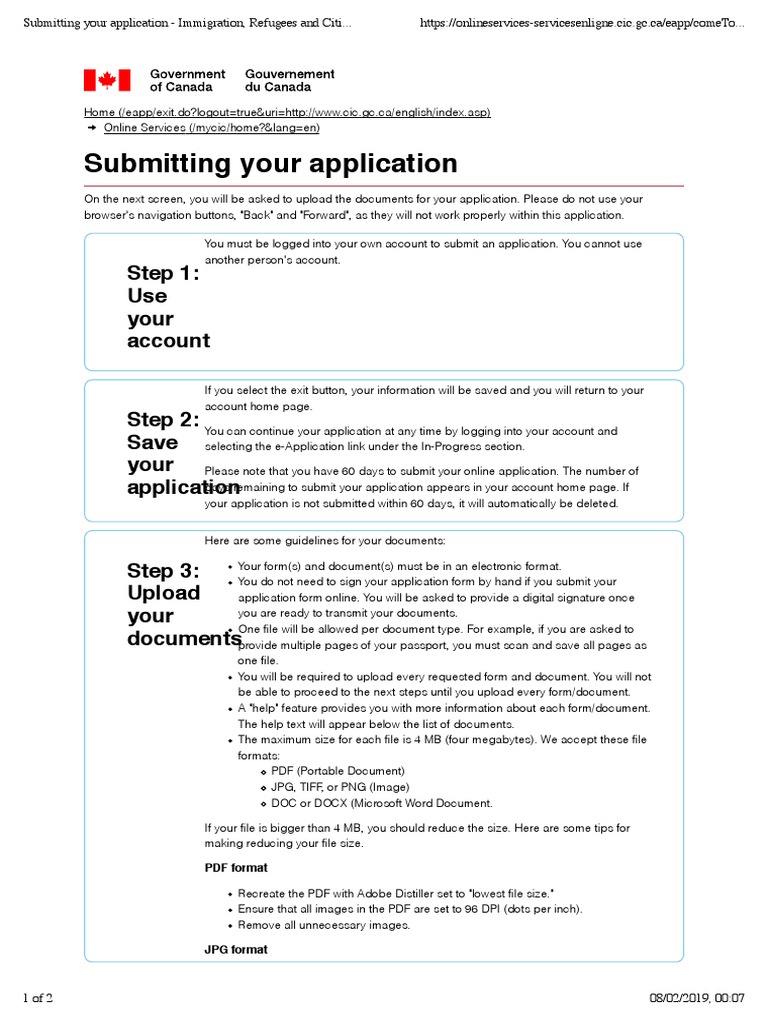 CANADA Submitting Your Application - Immigration, Refugees and ...