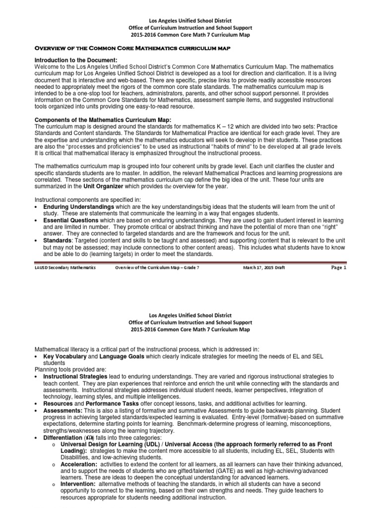 CC Math 7 Curriculum Map 3 - 17 - 15 PDF | PDF | Rational Number | Numbers