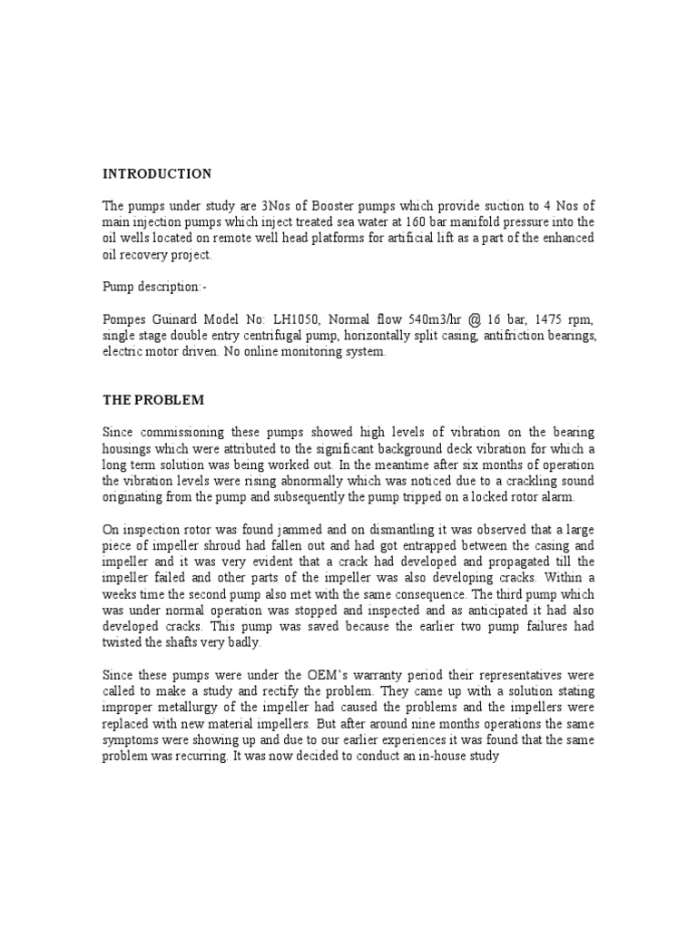 Booster Pump Impeller Failure Case Study | PDF | Pump | Valve