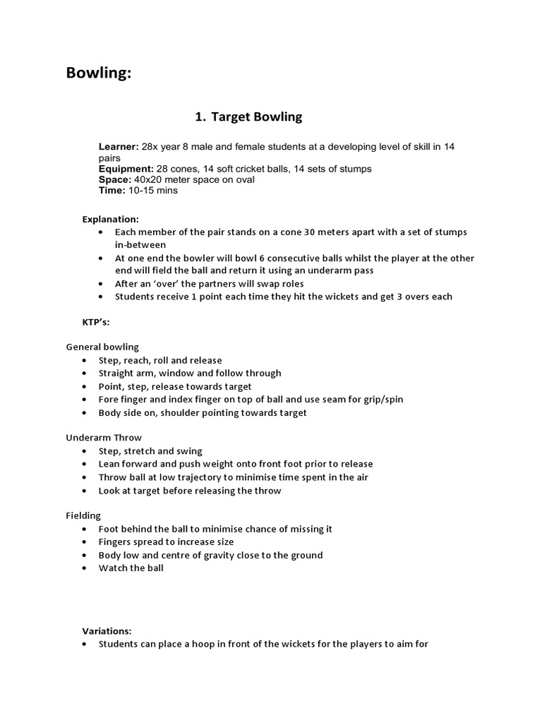 Bowling Skills | PDF | Bowling (Cricket) | Throwing