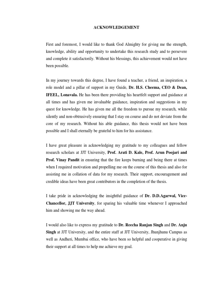 04 Acknowledgement | PDF | Gratitude