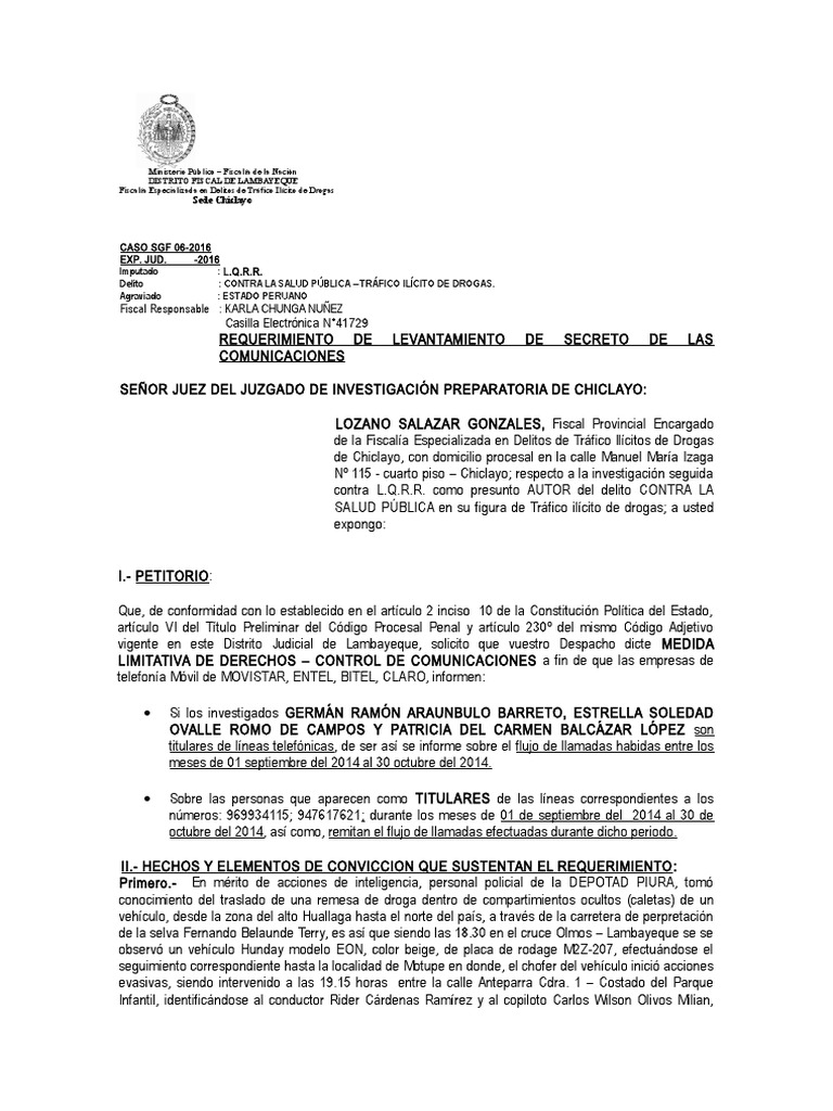 Caso 06-2016-Levantamiento de Secreto de Las Comunicaciones | PDF | Ley procesal | Derecho ...