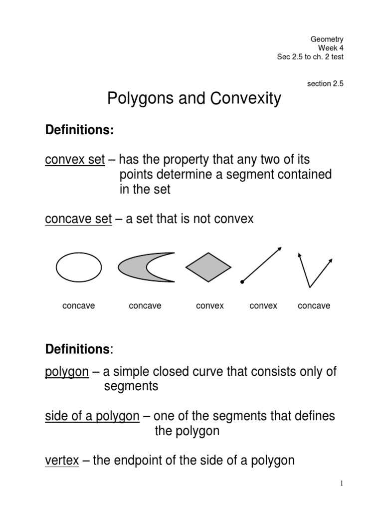 Polygons and Convexity: Definitions | PDF | Vertex (Geometry) | Polygon