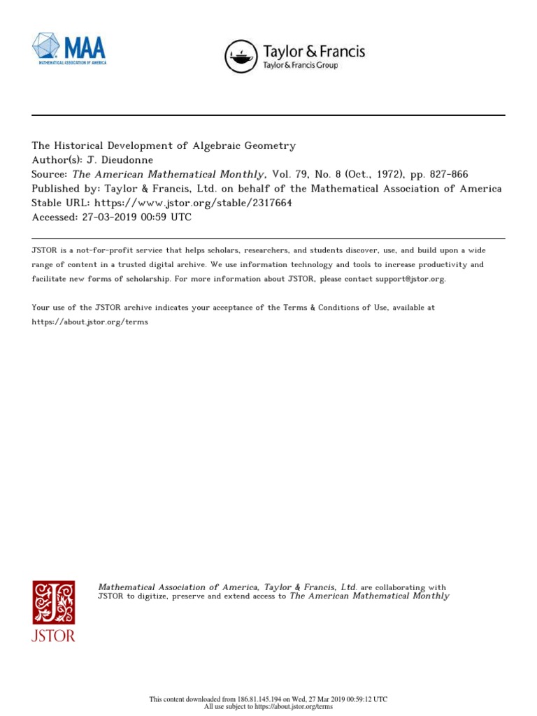 Historical Overview of Algebraic Geometry | PDF | Field (Mathematics ...