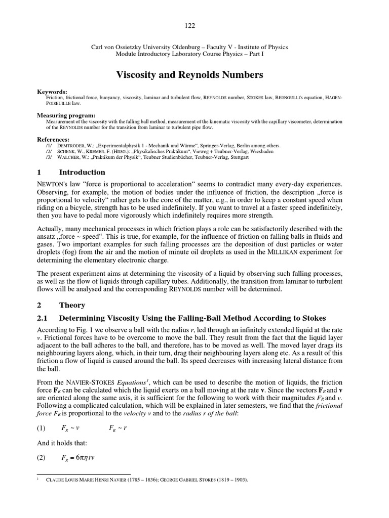 Viscosity and Reynolds Numbers | PDF | Reynolds Number | Fluid Dynamics