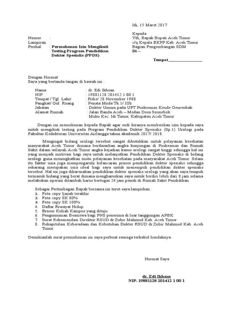 Surat Permohonan Ke Bupati | PDF