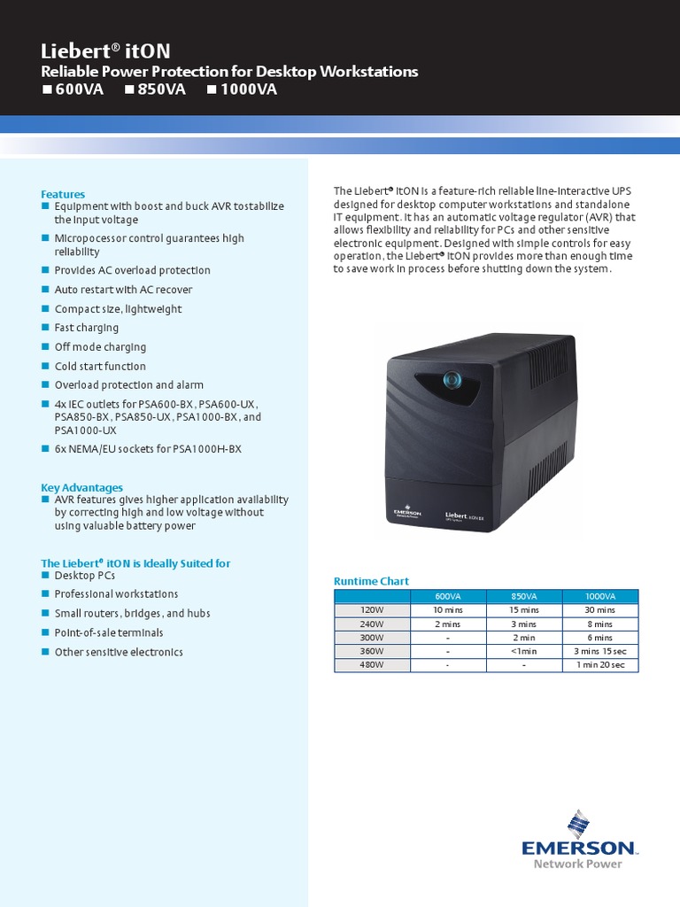 Liebert ItON Data Sheet PDF | PDF | Power Supply | Frequency