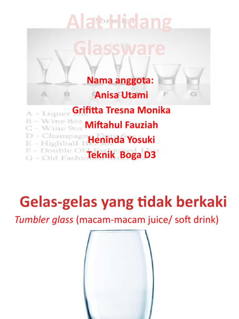 Alat Hidang Glassware: Nama Anggota: Anisa Utami Grifitta Tresna Monika ...