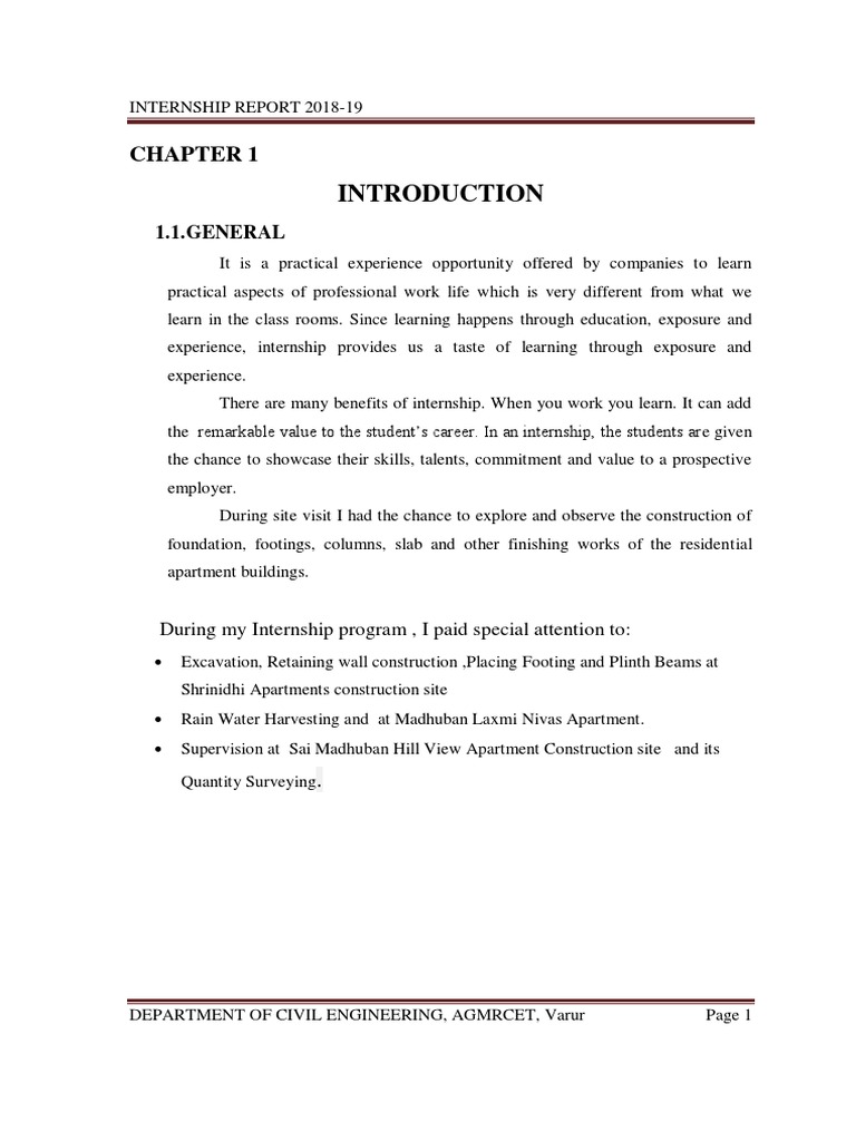 Civil Engineering Internship Report 2018-19 | PDF | Beam (Structure ...