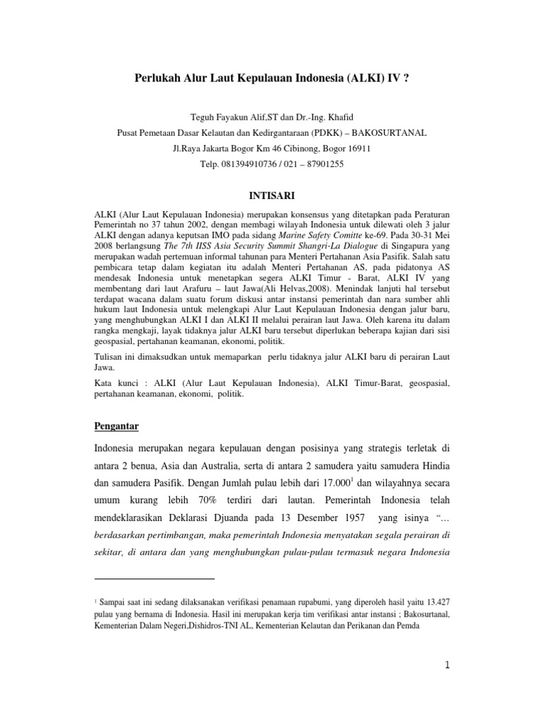 Kajian Alur Laut Kepulauan Indonesia (ALKI) Timur-Barat | PDF