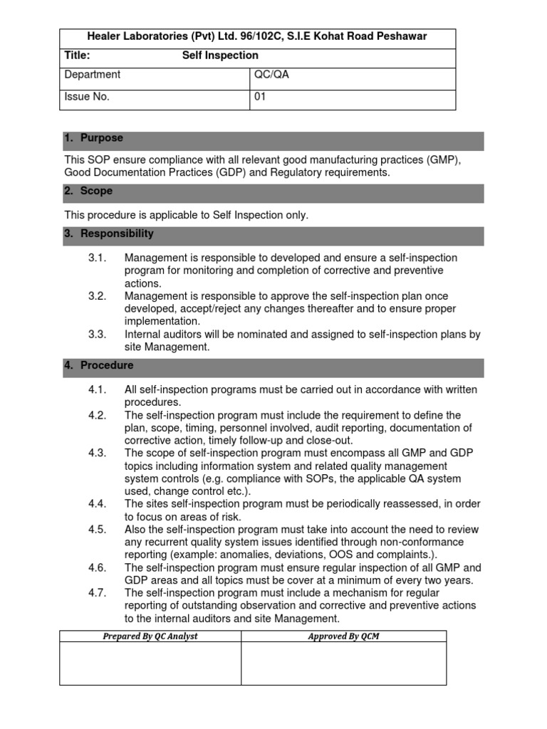 Establishing an Effective Self-Inspection Program to Ensure Compliance ...