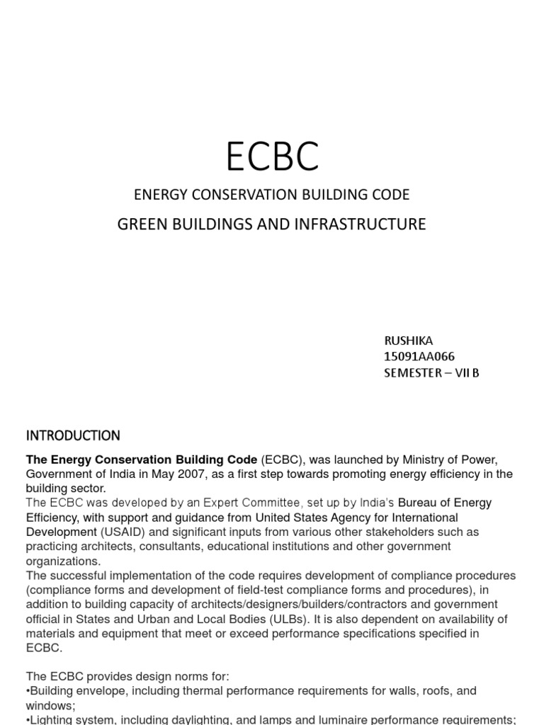 Green Buildings and Infrastructure: Energy Conservation Building Code ...