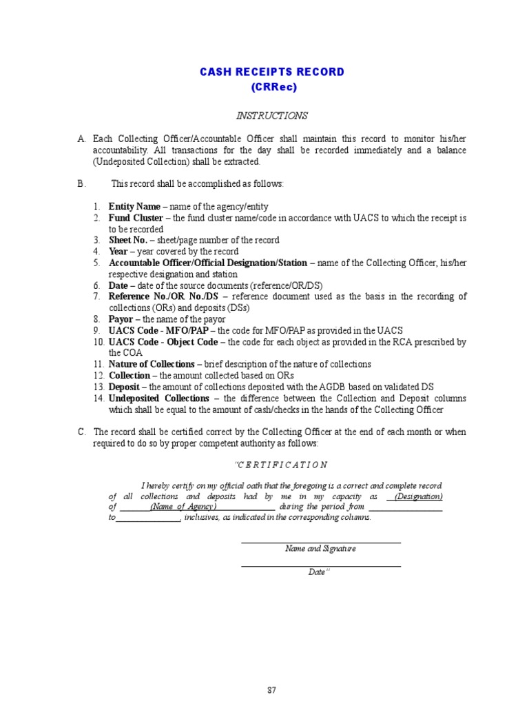 Monitoring Cash Receipts: Instructions for Maintaining a Cash Receipts ...