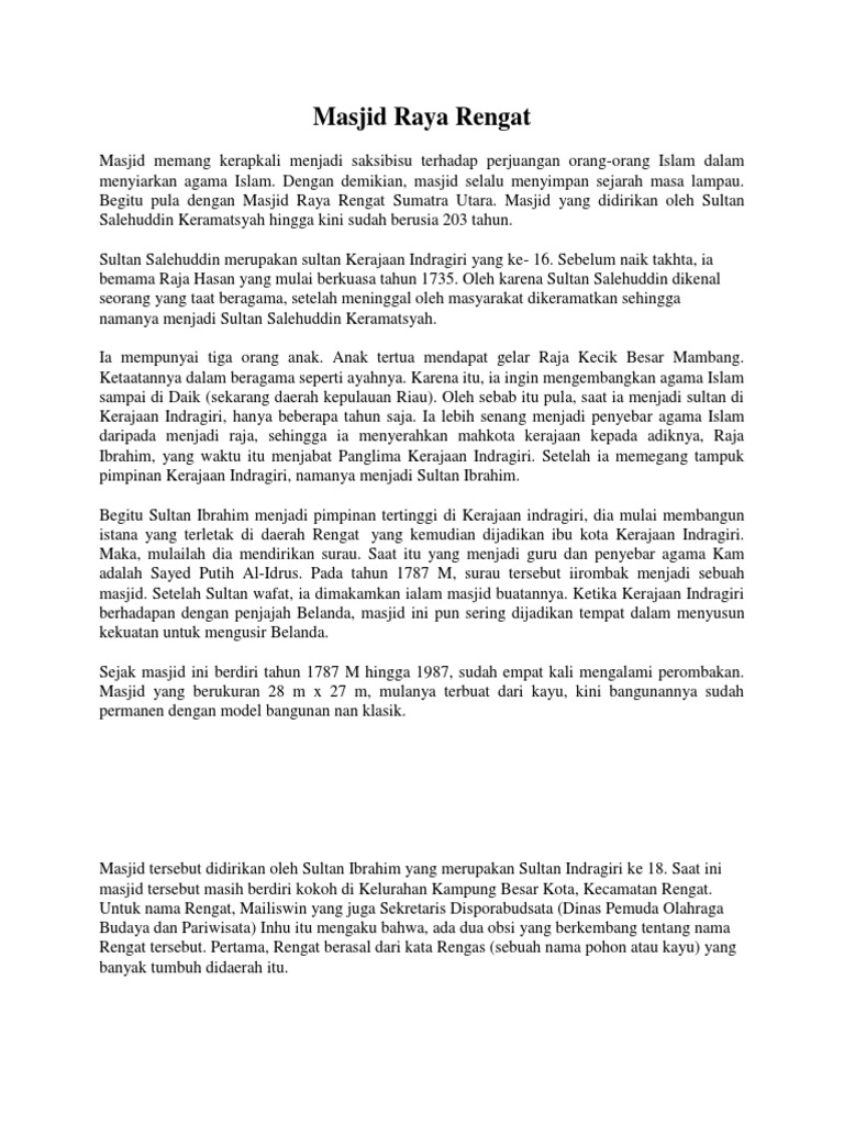 Masjid Raya Rengat | PDF
