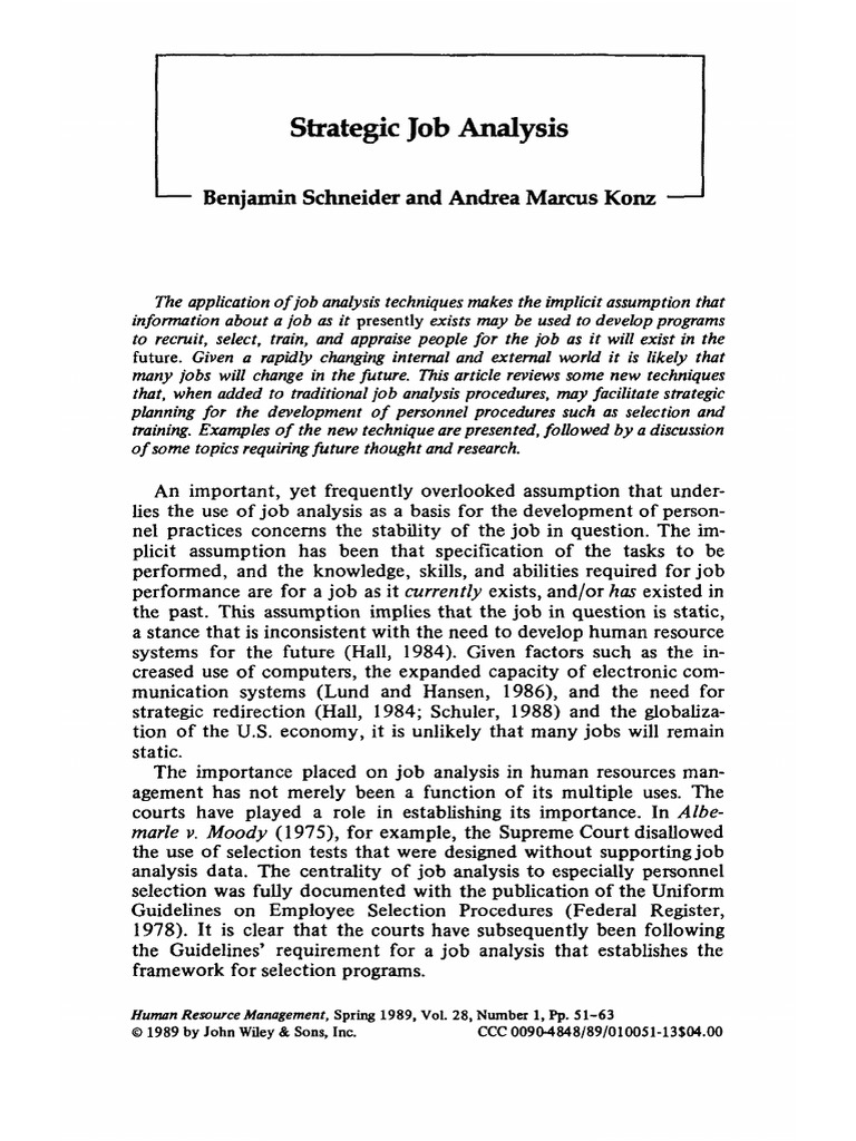 Strategic Job Analysis | PDF | Strategic Management | Employment