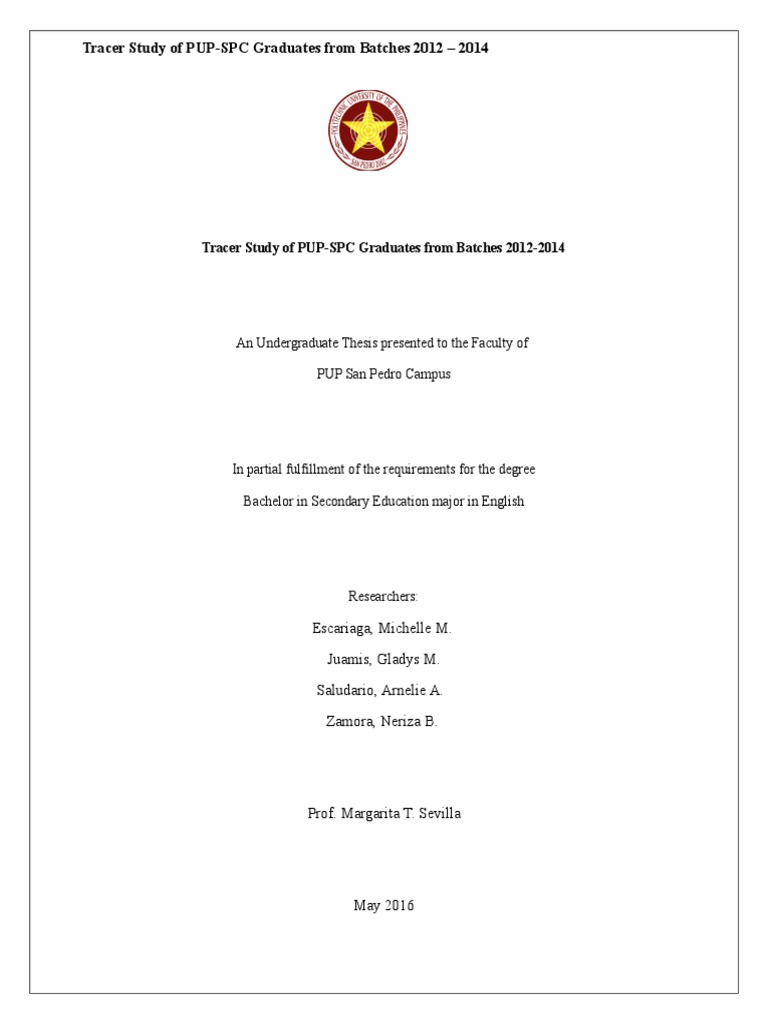 Thesis Tracer Study | PDF | Employment | Bachelor's Degree