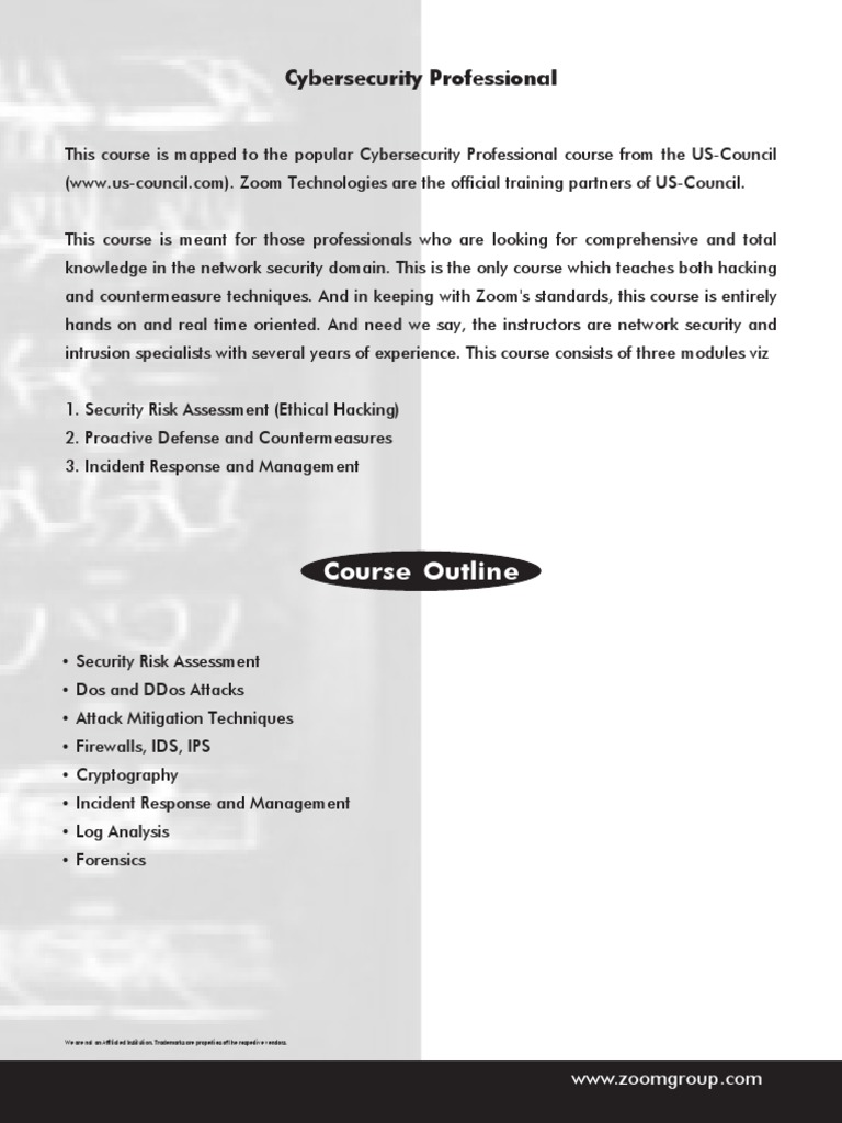 Course Outline: Cybersecurity Professional | Denial Of Service Attack ...