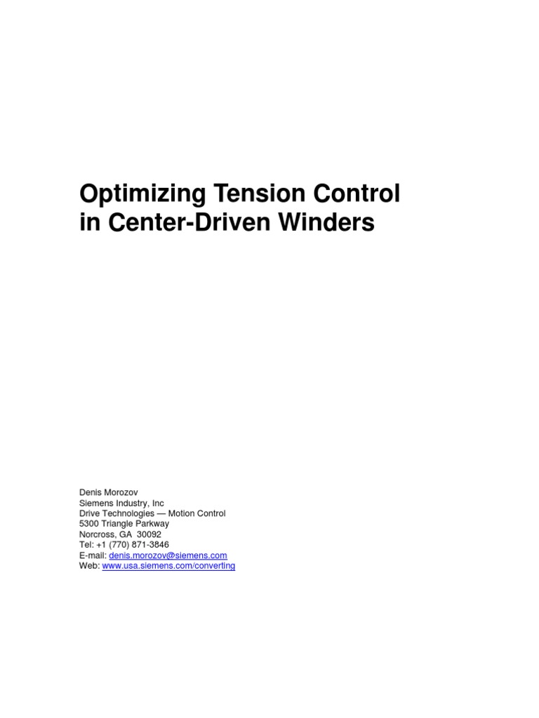 Tension Control Optimization in Winders | PDF | Control Theory ...
