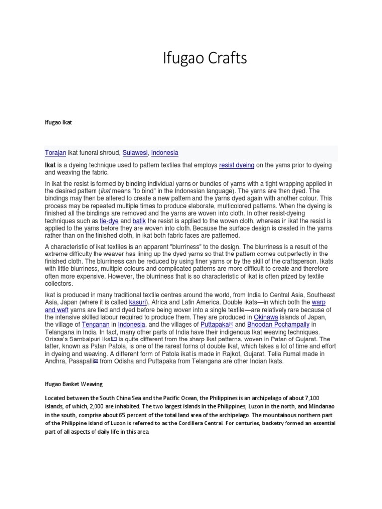 Ifugao Crafts: Torajan Sulawesi Indonesia Resist Dyeing | PDF | Textile ...