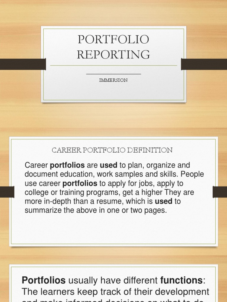 Portfolio Reporting | PDF