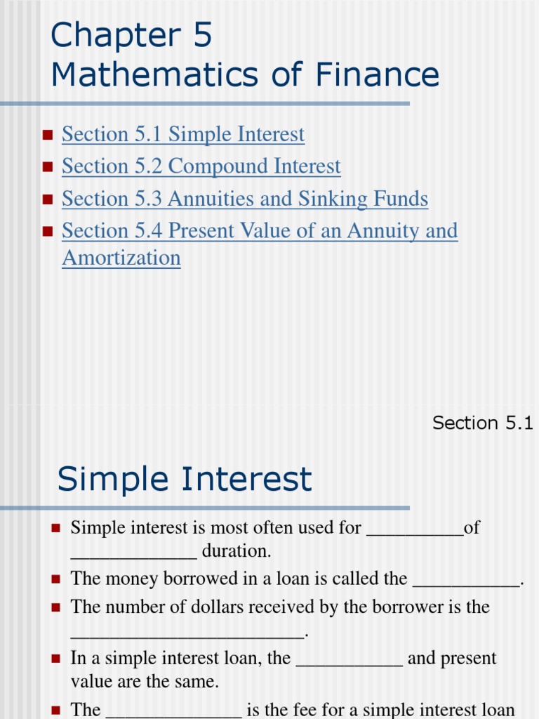 Mathematics of Finance | PDF | Present Value | Interest
