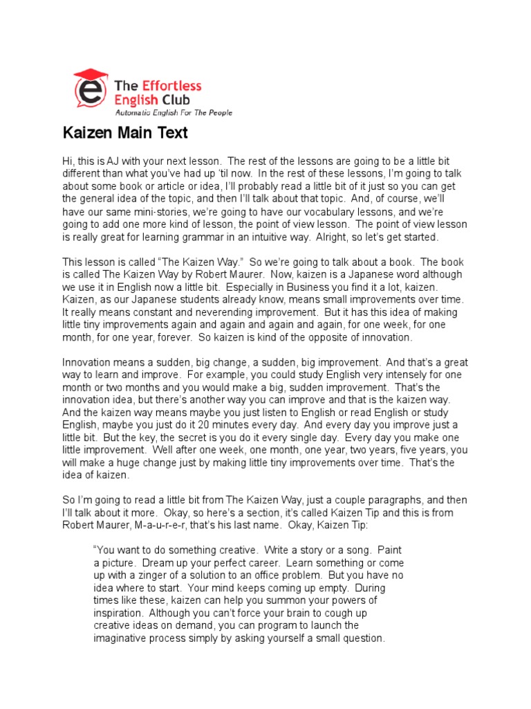 Kaizen Main Text PDF | PDF | Question | Cognition