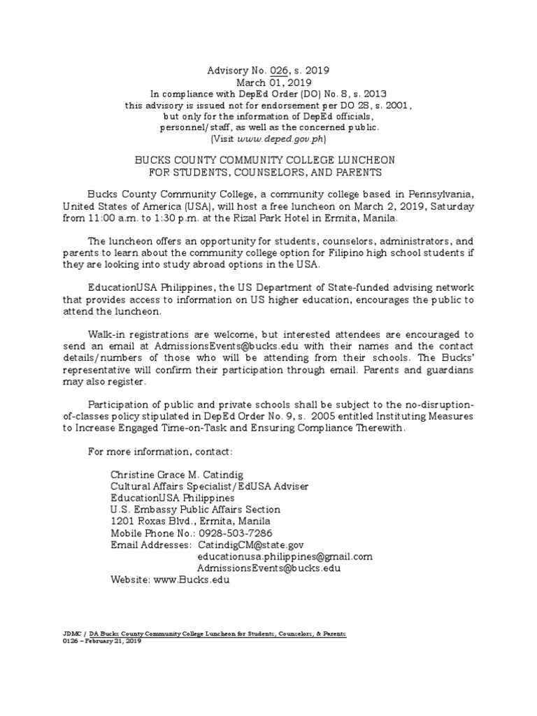 DepEd Advisory | PDF | Government