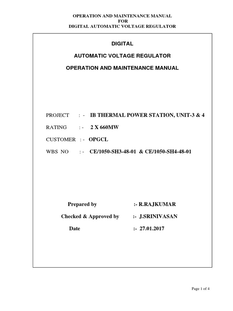Digital Automatic Voltage Regulator Operation and Maintenance Manual ...