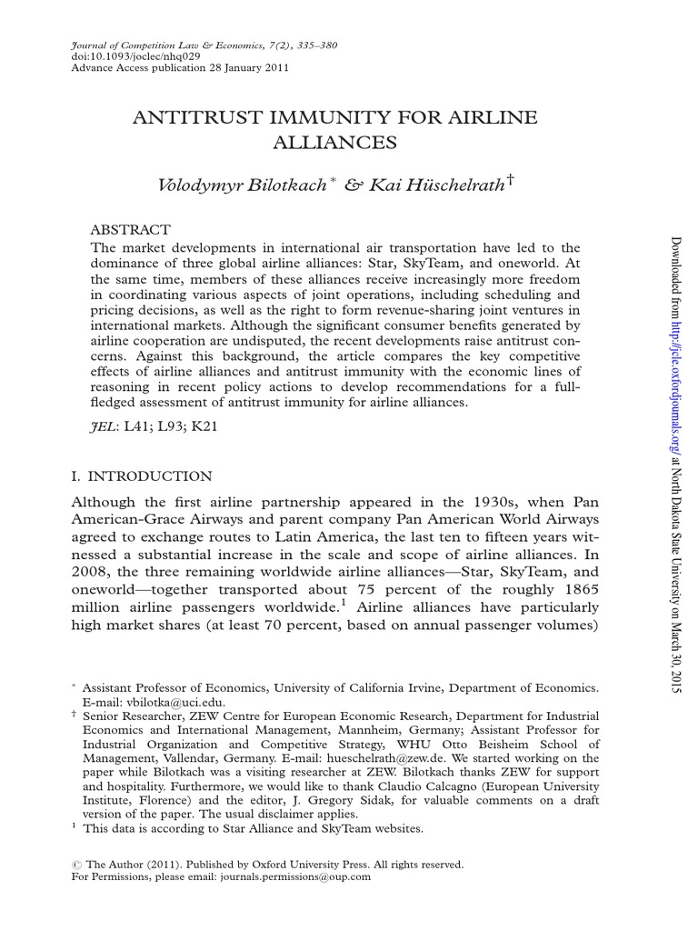 Airline Alliance Legal Work | PDF | Airlines | Competition Law