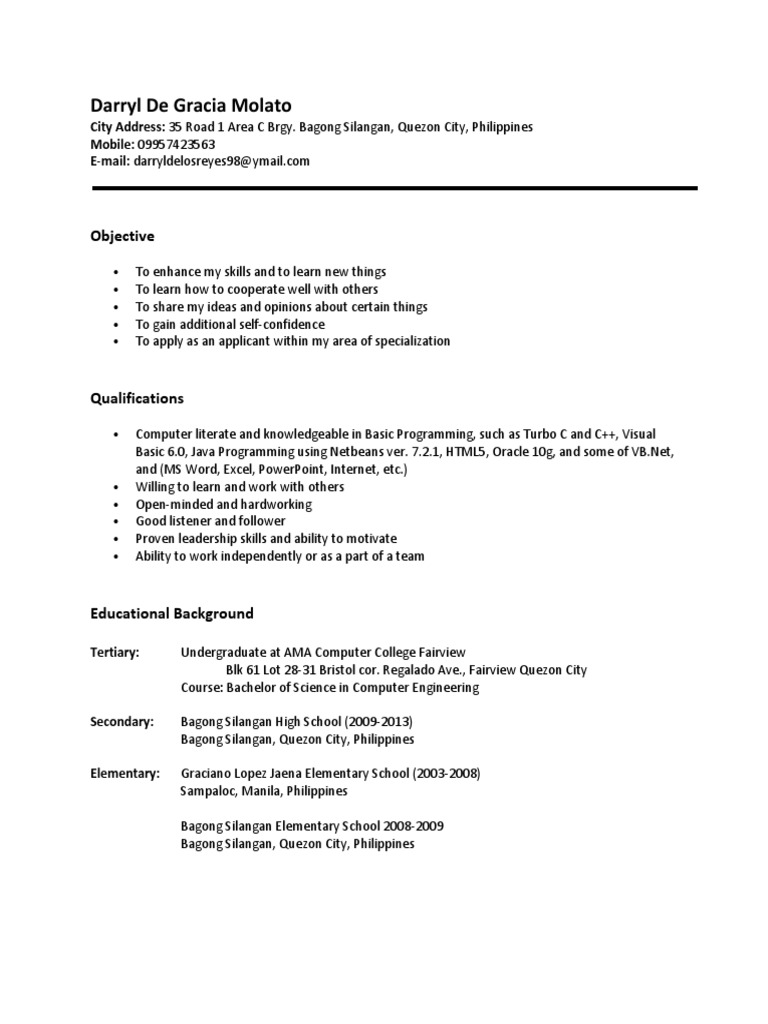 Darryl's Resume | PDF | Philippines