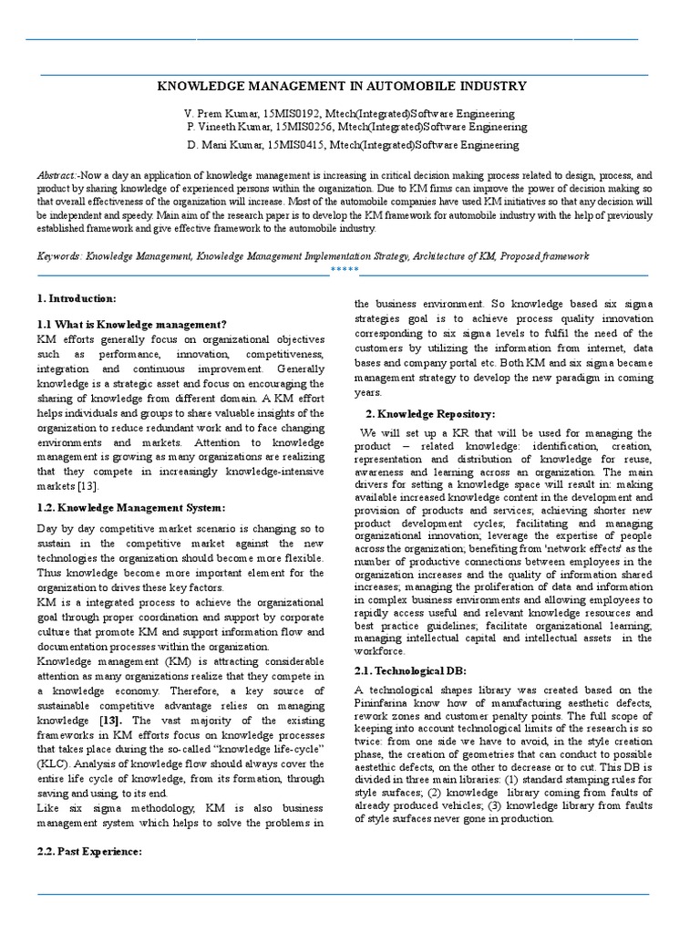 Kms Research Paper | PDF | Knowledge Management | Strategic Management