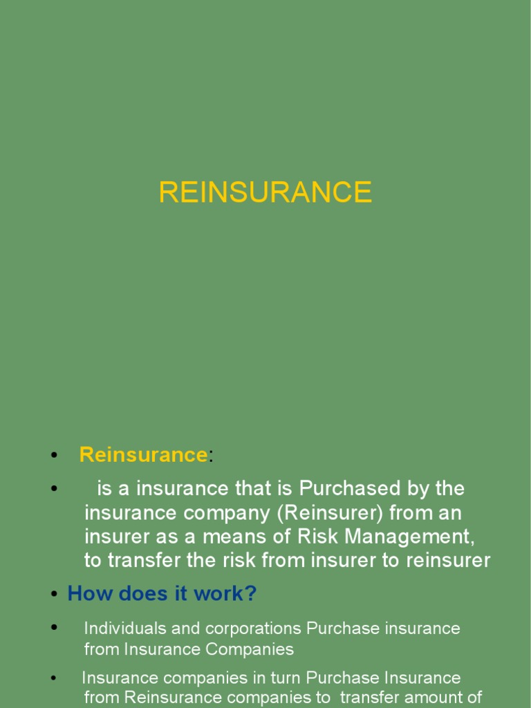 Introduction To Re Insurance | PDF | Reinsurance | Insurance