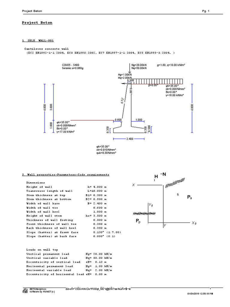 Calculation Retaining Wall | PDF | Geotechnical Engineering | Soil