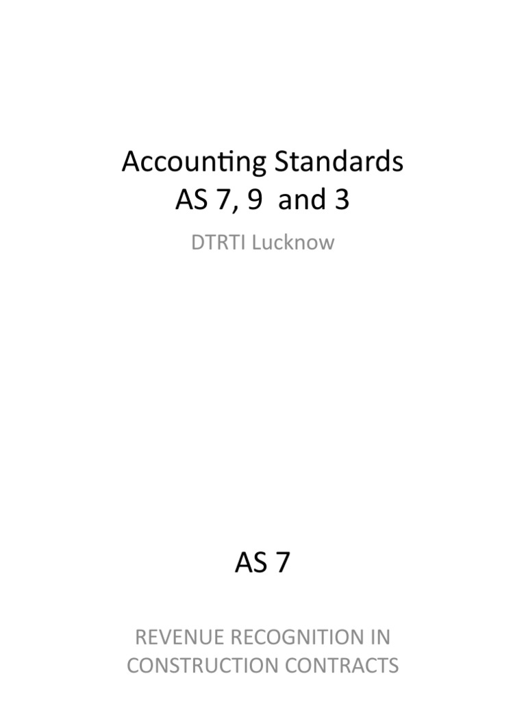 Accounting Standards AS 7, 9 and 3: DTRTI Lucknow | PDF | Revenue | Debt