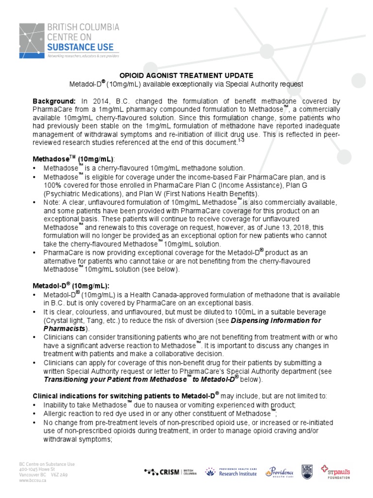 OAT Update - Methadone To Metadol-D | PDF | Opioid | Prescription Drugs