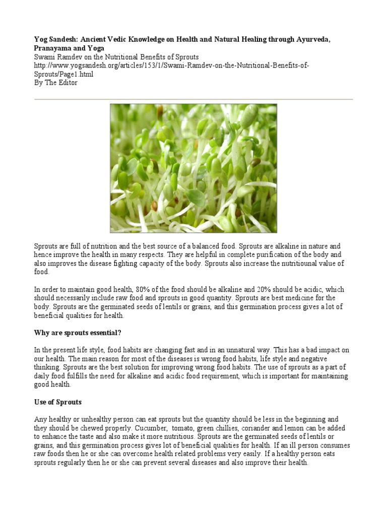 Sprouts and Benefits | PDF | Nutrition | Diet & Nutrition