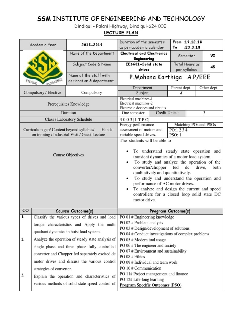 SSM Institute of Engineering and Technology: P.Mohana Karthiga A.P/EEE ...