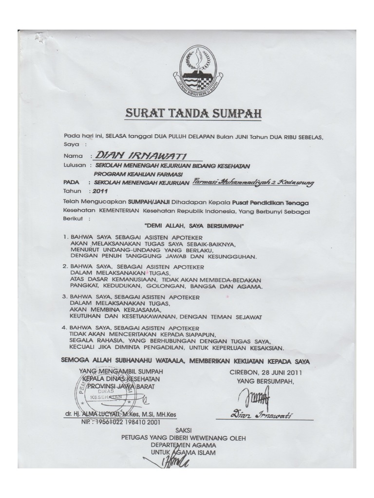 Surat Sumpah | PDF