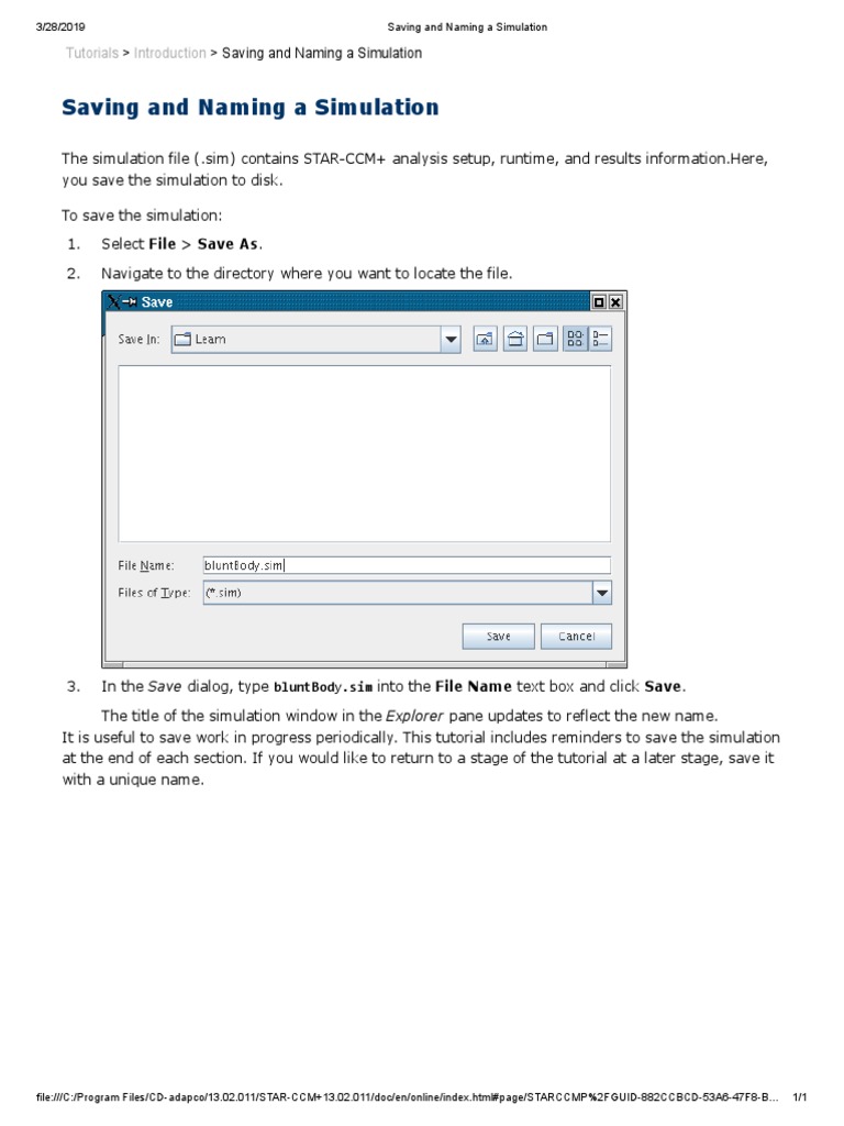 Saving and Naming A Simulation: Tutorials | PDF