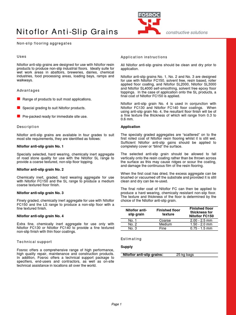 Nitoflor Anti-Slip Grans | PDF | Epoxy | Construction Aggregate