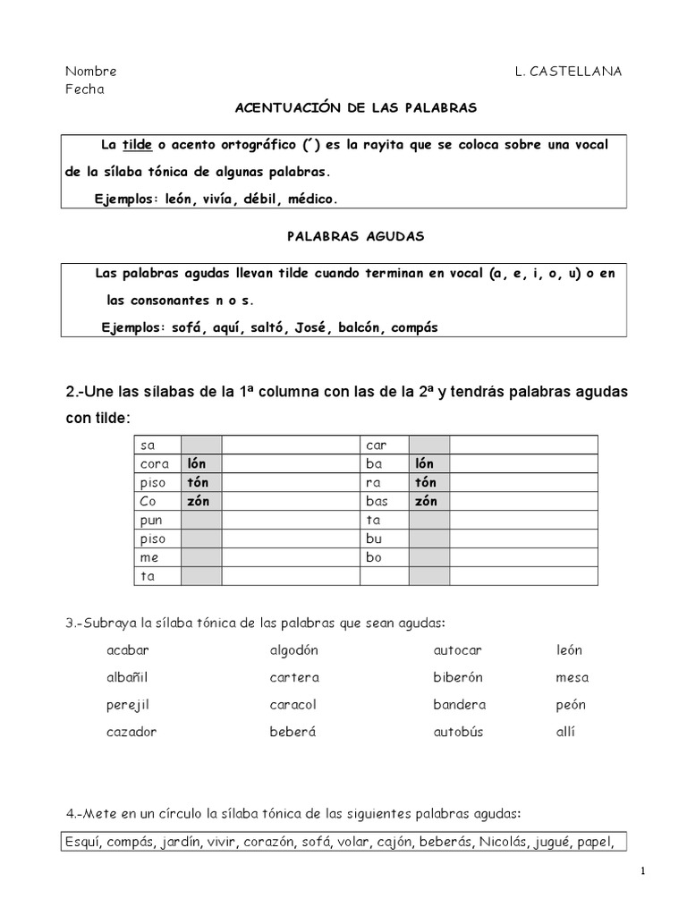 Acentuacion de Las Palabras | PDF | Lingüística