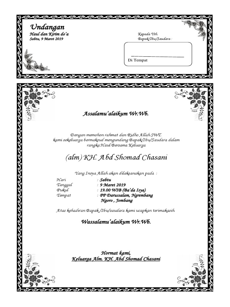 Undangan Haul KH. Abd Shomad | PDF
