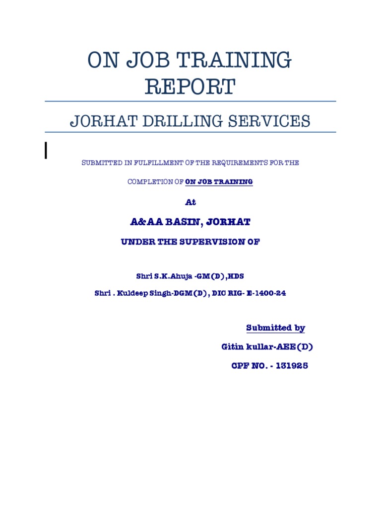 On Job Training: Jorhat Drilling Services | PDF | Natural Gas ...